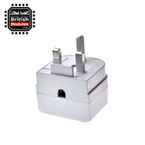 EU 2 Pin to UK 3 Pin Plug Adapter White Converter with 3A Fuse – British Modules
